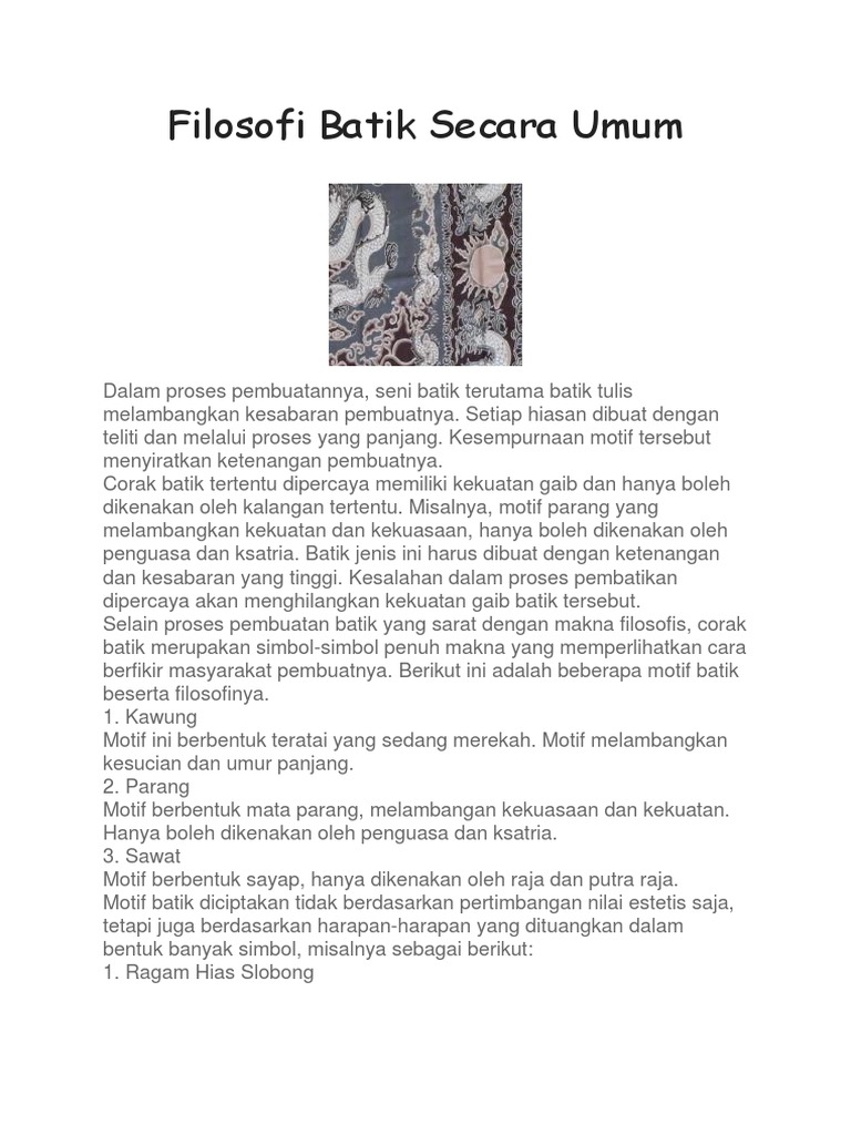 Filosofi dan Tren Batik Indonesia | PDF