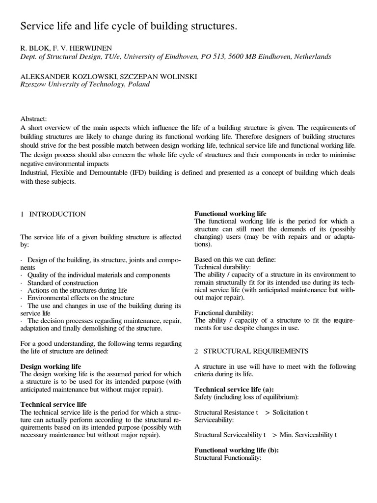 Service Life and Life Cycle of Building Structures | PDF | Life Cycle ...
