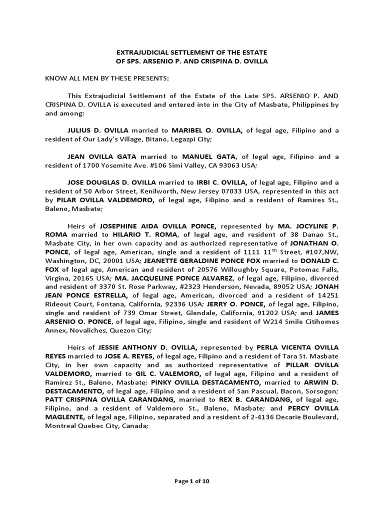 Extrajudicial Settlement | Property | Private Law