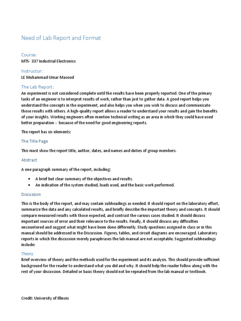 Lab Report Importance and Format | Laboratories | Experiment
