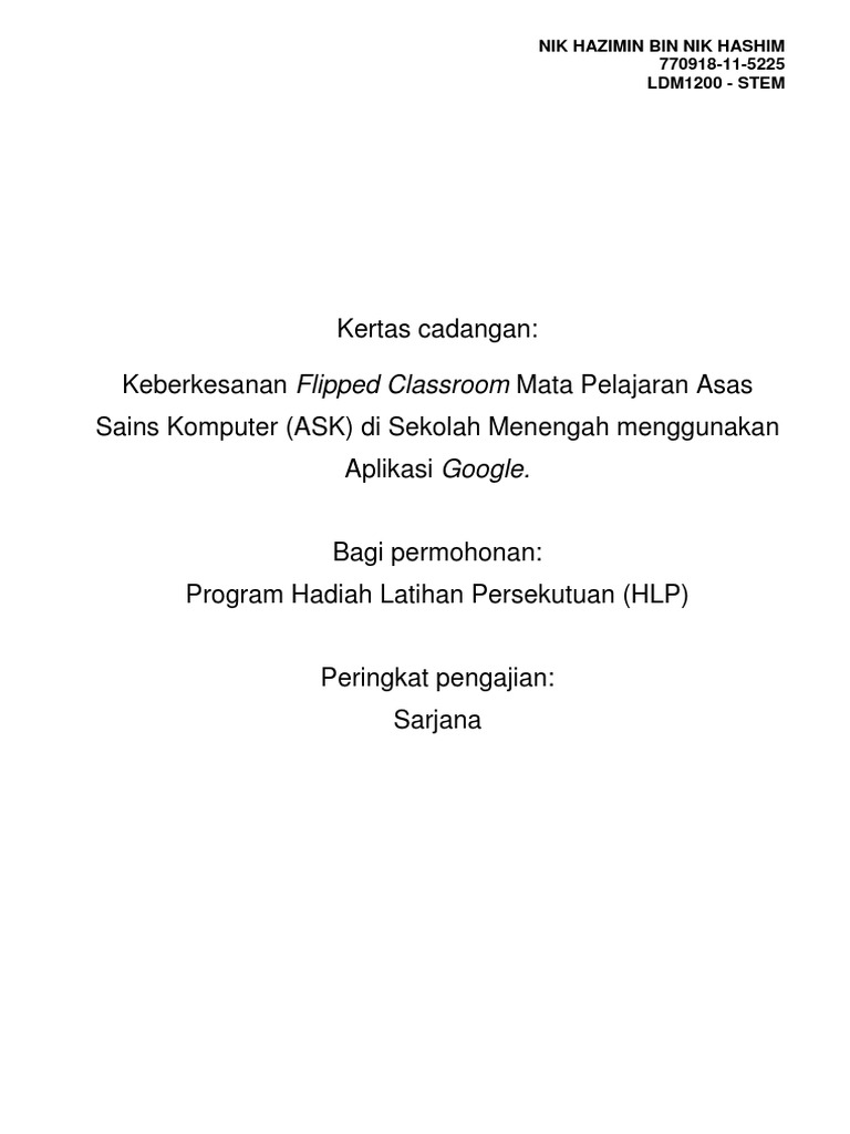 Proposal HLP - Flipped Classroom | PDF