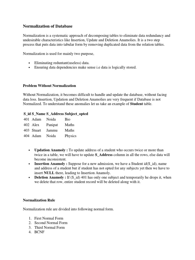 Database Normalization | PDF | Databases | Computer Data Database Normalization | PDF | Databases | Computer Data