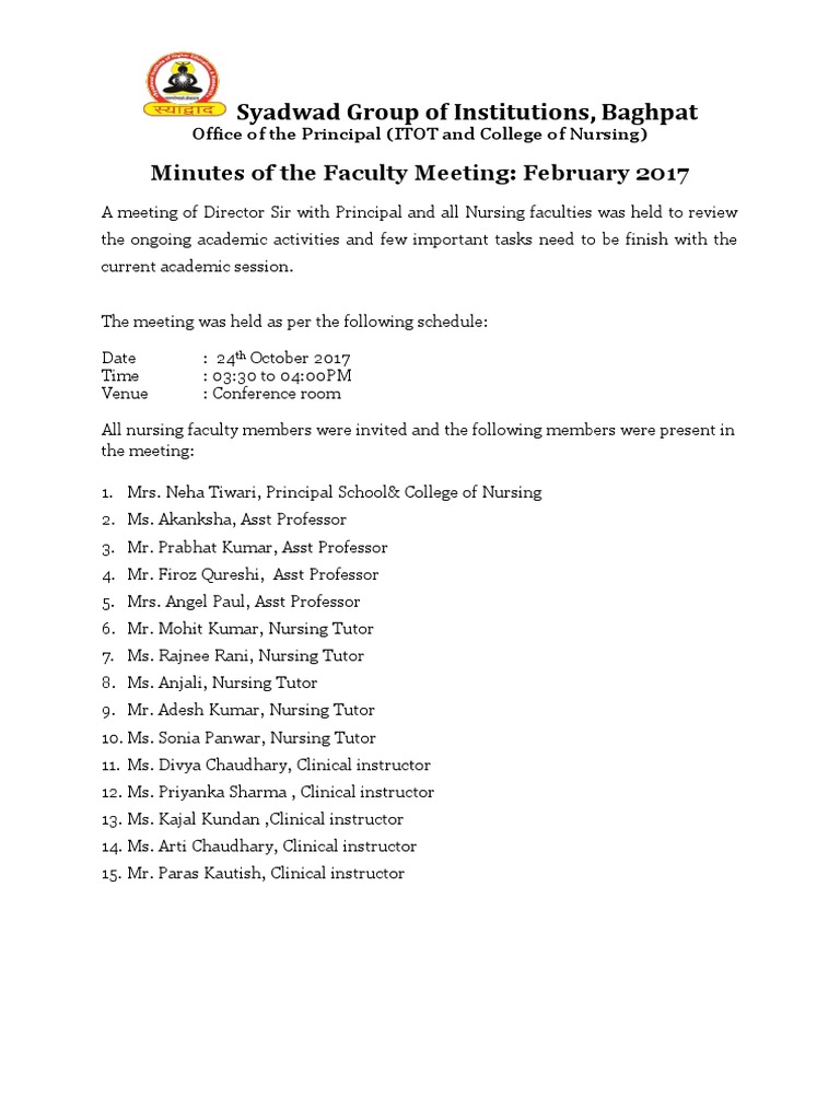 Minutes of The Faculty Meeting V | PDF | Academia | Learning