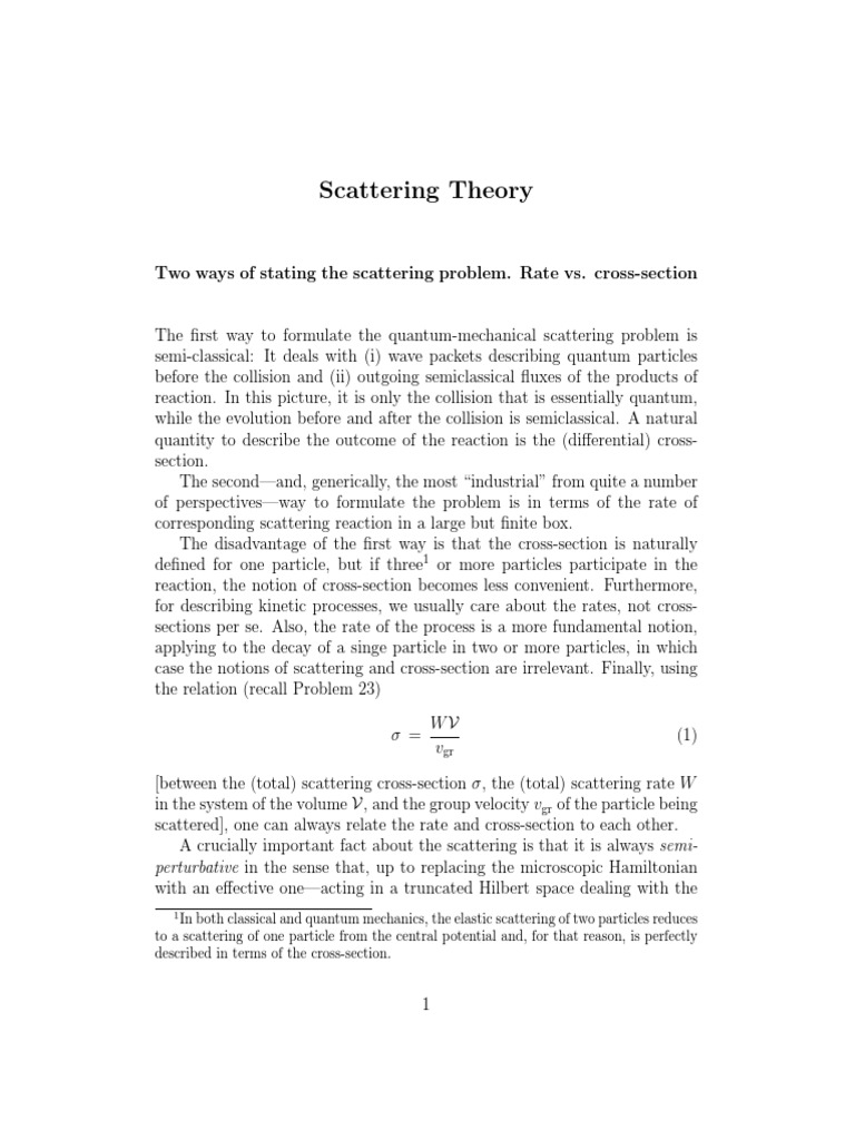 Scattering | PDF | Cross Section (Physics) | Hamiltonian (Quantum Mechanics)