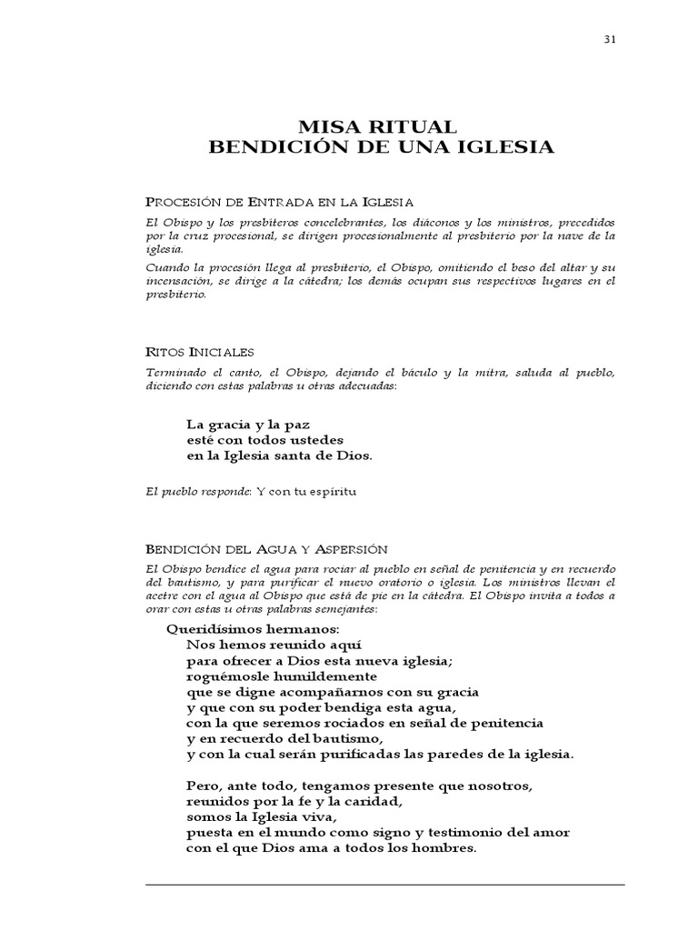 Bendición de una Nueva Iglesia Catolica | PDF | Misa (liturgia) | Bendición