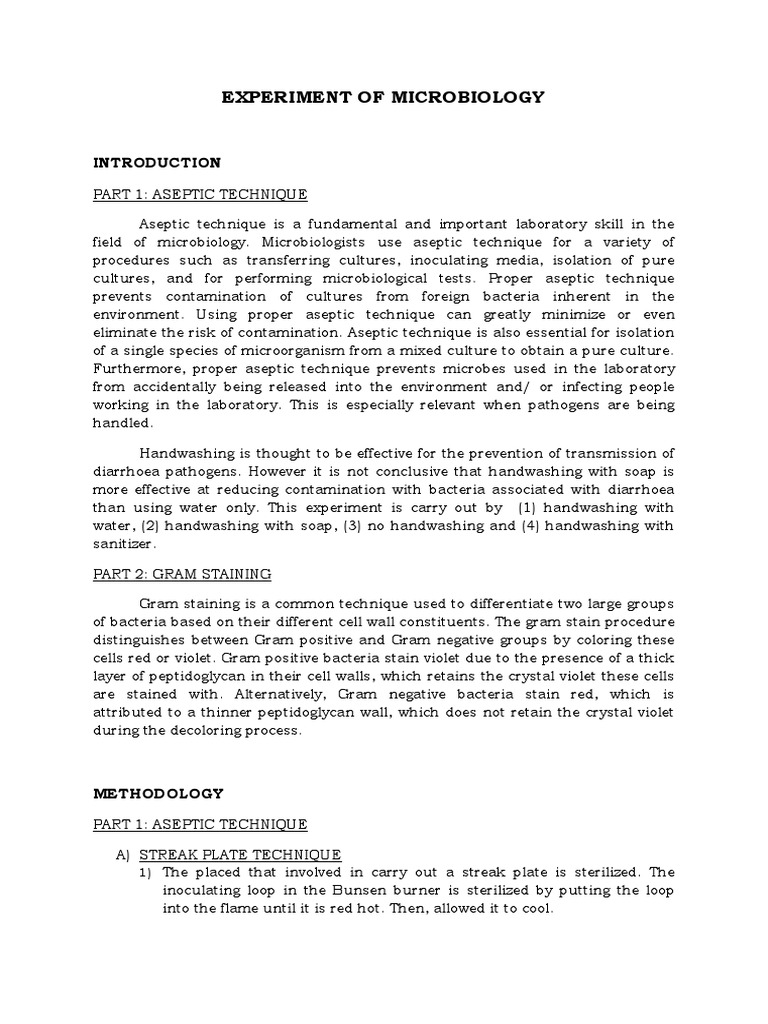 Experiment of Microbiology | PDF | Staining | Laboratory Techniques