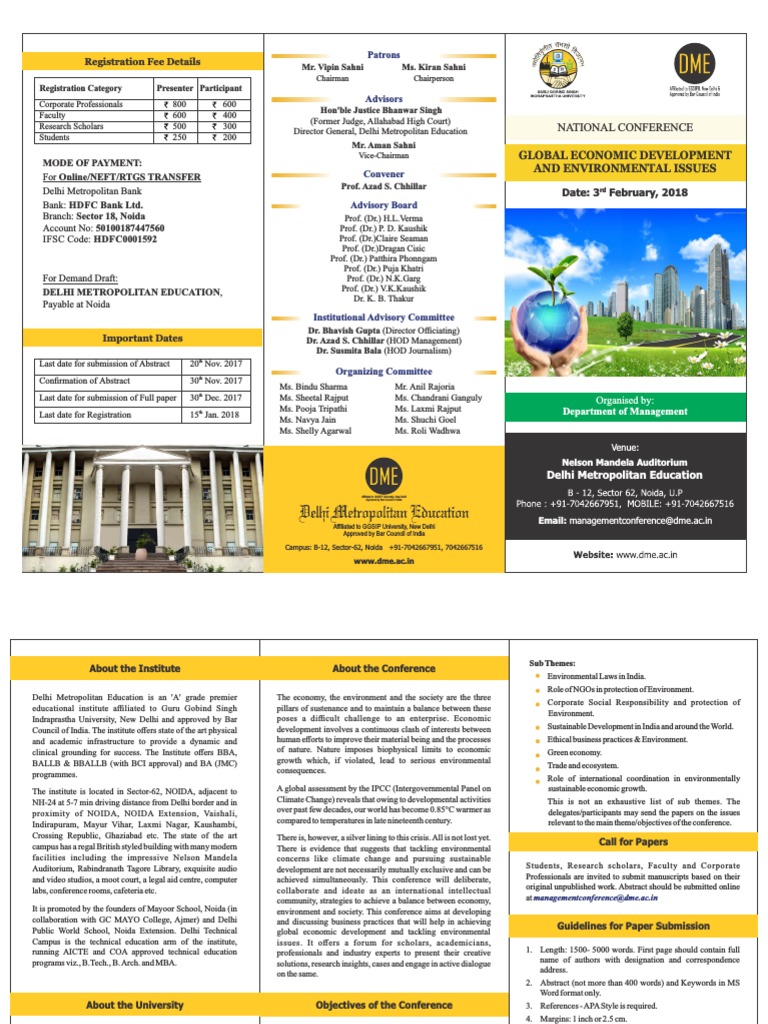 DME Brochure National Conference - Global Economic Development and Environmental Issues 12-10 ...