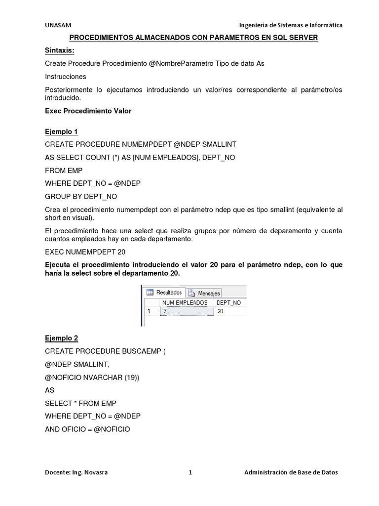 Práctica N°9 Procedimientos Almacenados 12-12-17 | PDF | Servidor SQL de Microsoft | Tabla (base ...