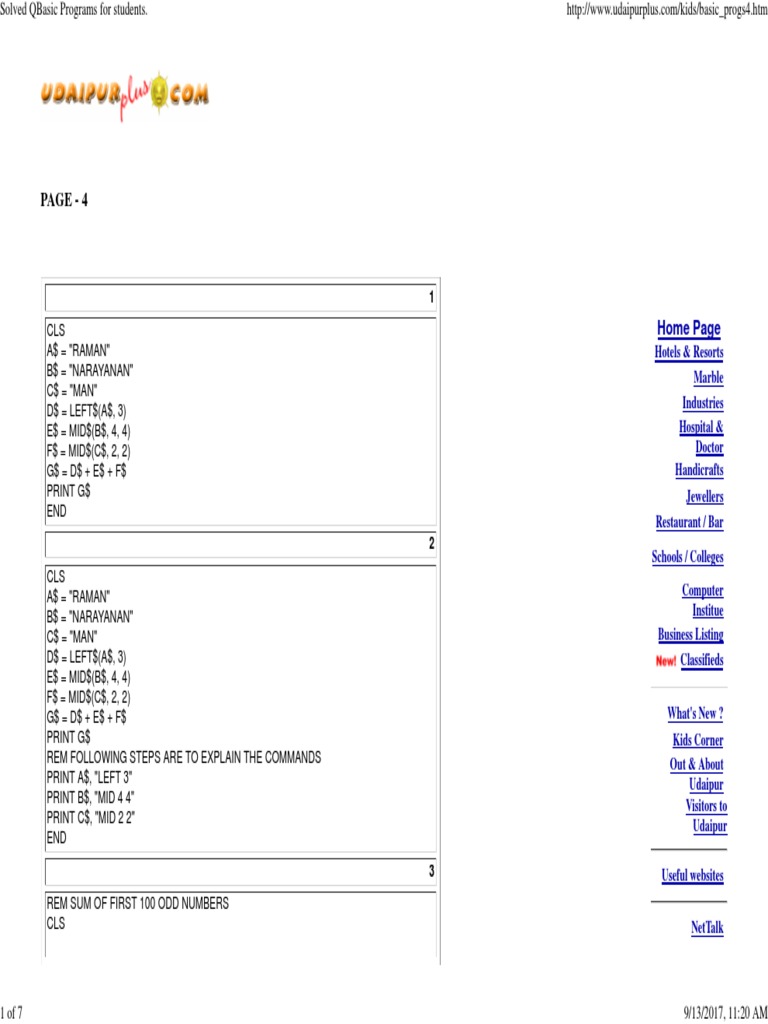 Solved QBasic Programs For Students | PDF