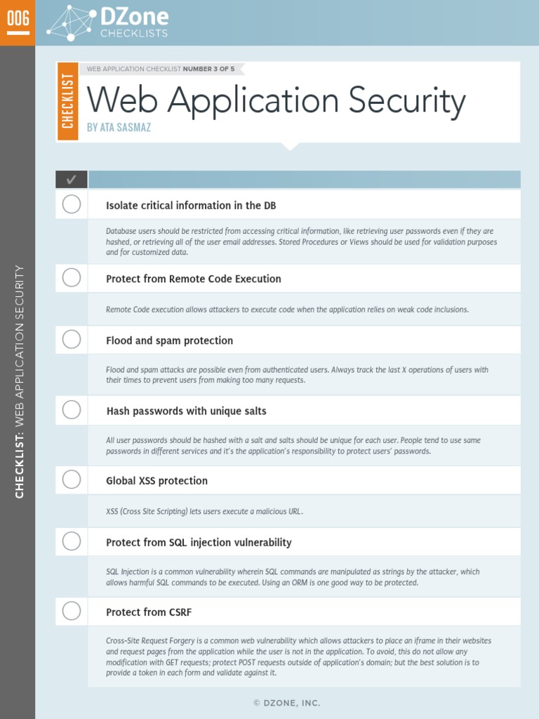 Checklist Web Application Security | PDF | World Wide Web | Internet & Web