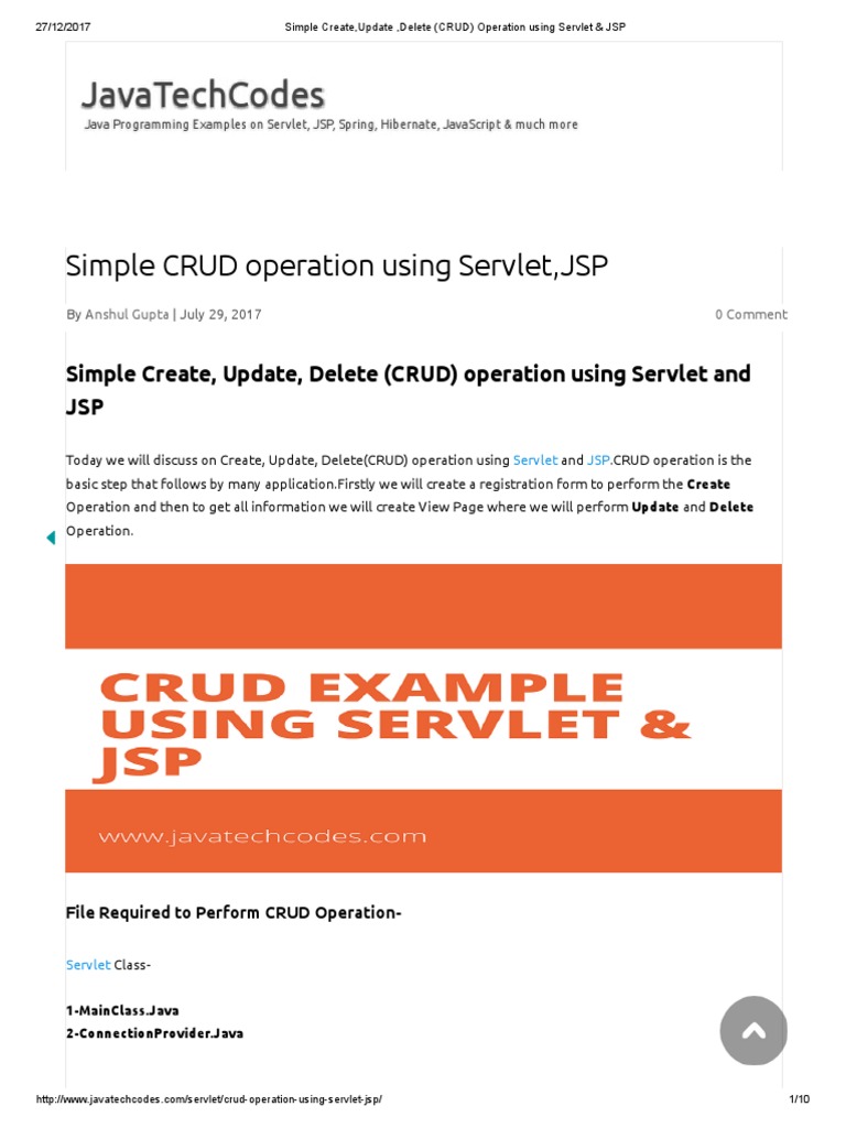 Simple Create, Update, Delete (CRUD) Operation Using Servlet & JSP | PDF | Java Server Pages ...