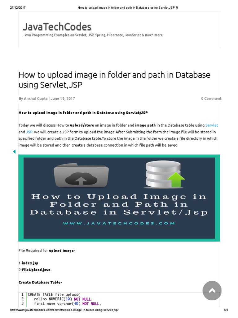 How To Upload Image In Folder And Path In Database Using Servlet Jsp Pdf Data Management