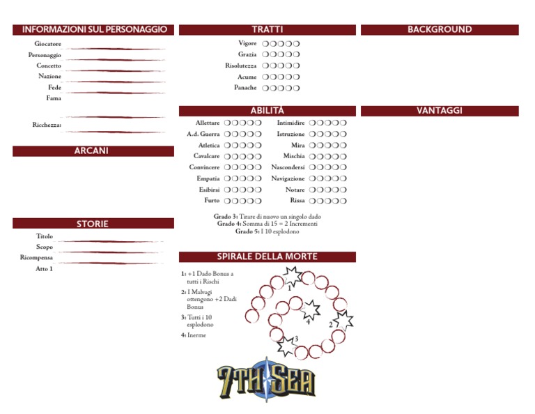 7th Sea Scheda PG Ita Editabile | PDF