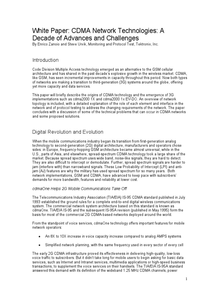 Whitepaper Very Important - CDMA | PDF | Computer Network | Internet Protocols