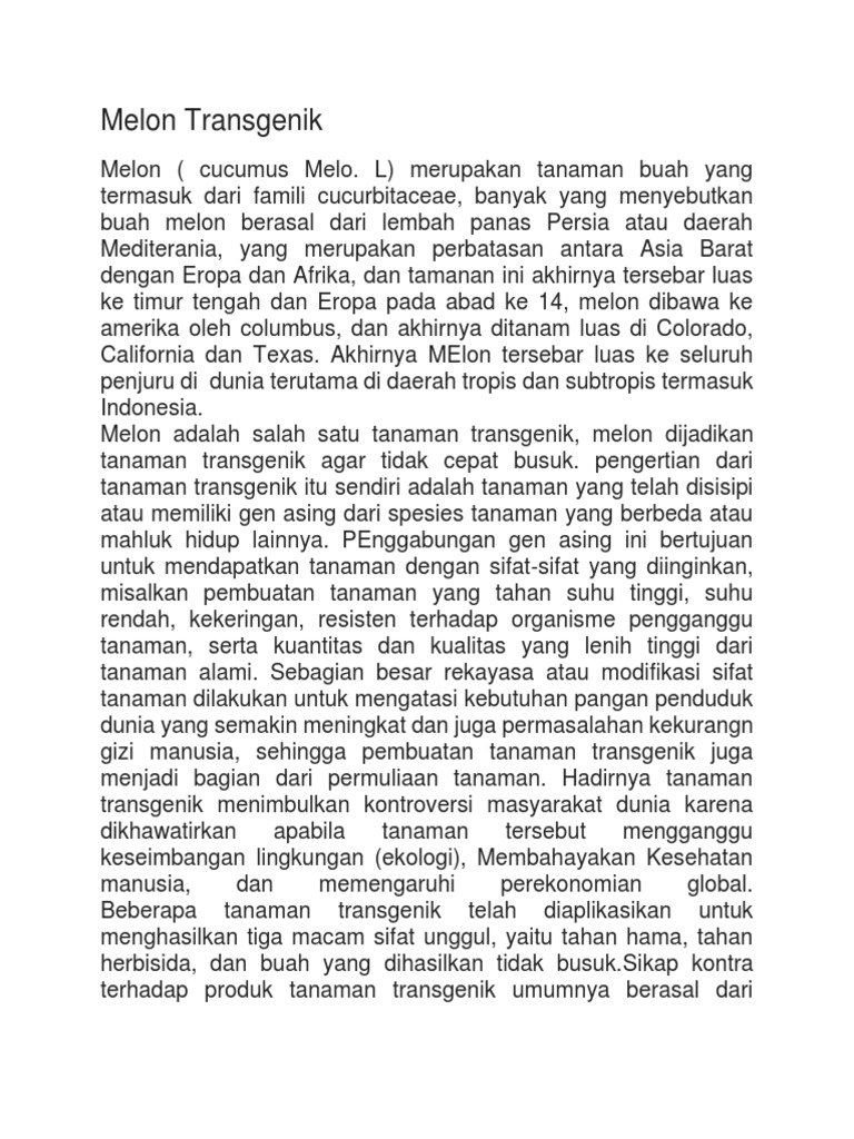 Melon Transgenik | PDF | Kesehatan Holistik