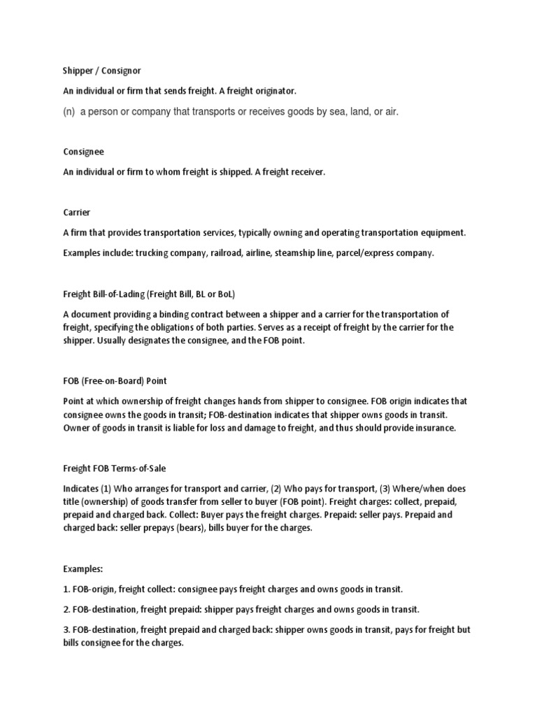 Logistics Terminology | PDF | Intermodal Freight Transport | Cargo