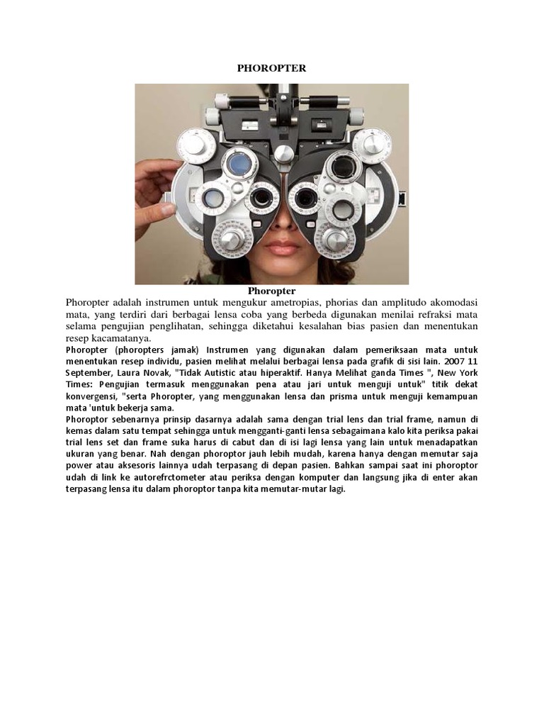 Fungsi dan Penggunaan Phoropter | PDF | Kesehatan Holistik