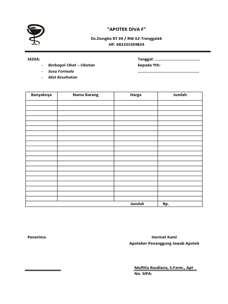Nota Apotek - Perumperindo.co.id