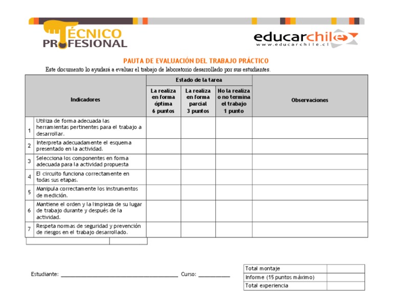 Pauta de Evaluacion Trabajo Practico | PDF