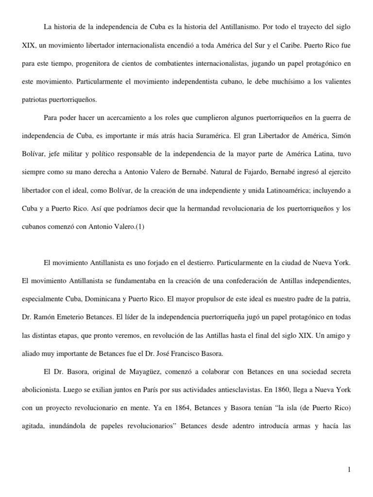 Antillanismo: Lucha por la Independencia | PDF | Cuba | Puerto Rico