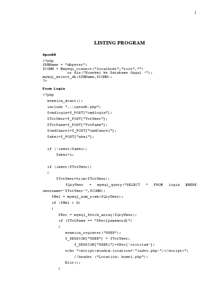Listing Program: Opendb | PDF