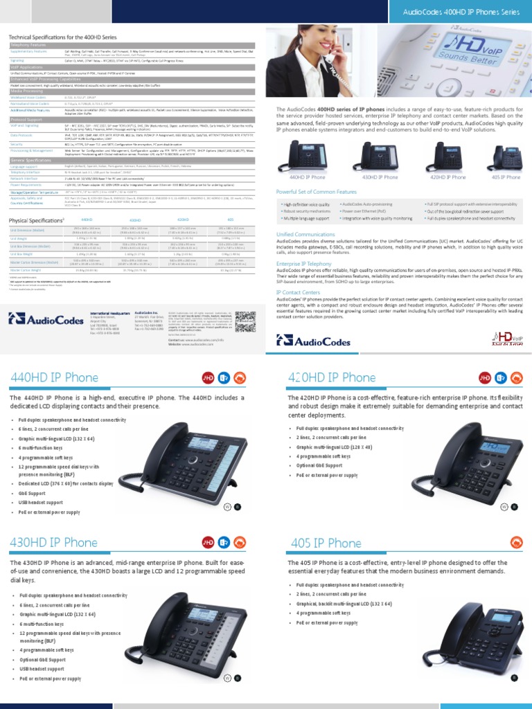 AudioCodes 400HD IP Phones PDF | PDF | Voice Over Ip | Telephony