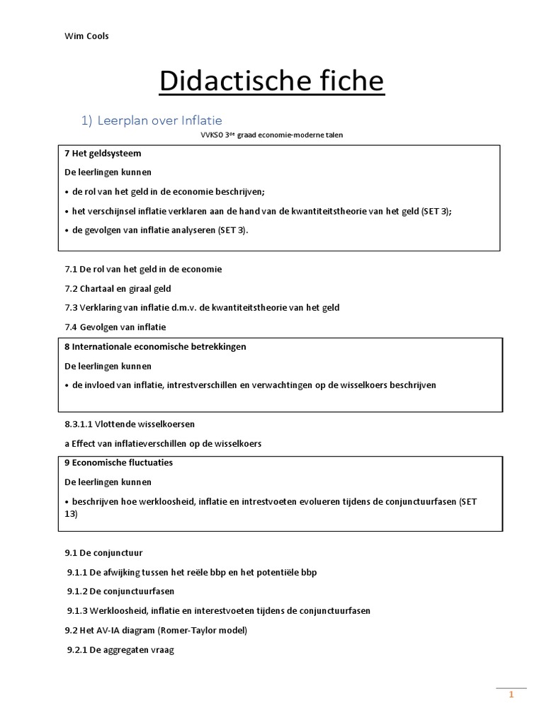 Leerplan Inflatie | PDF