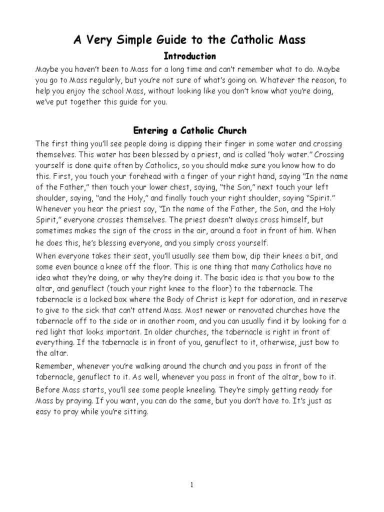 A Very Simple Guide To The Catholic Mass | PDF | Eucharist | Mass (Liturgy)