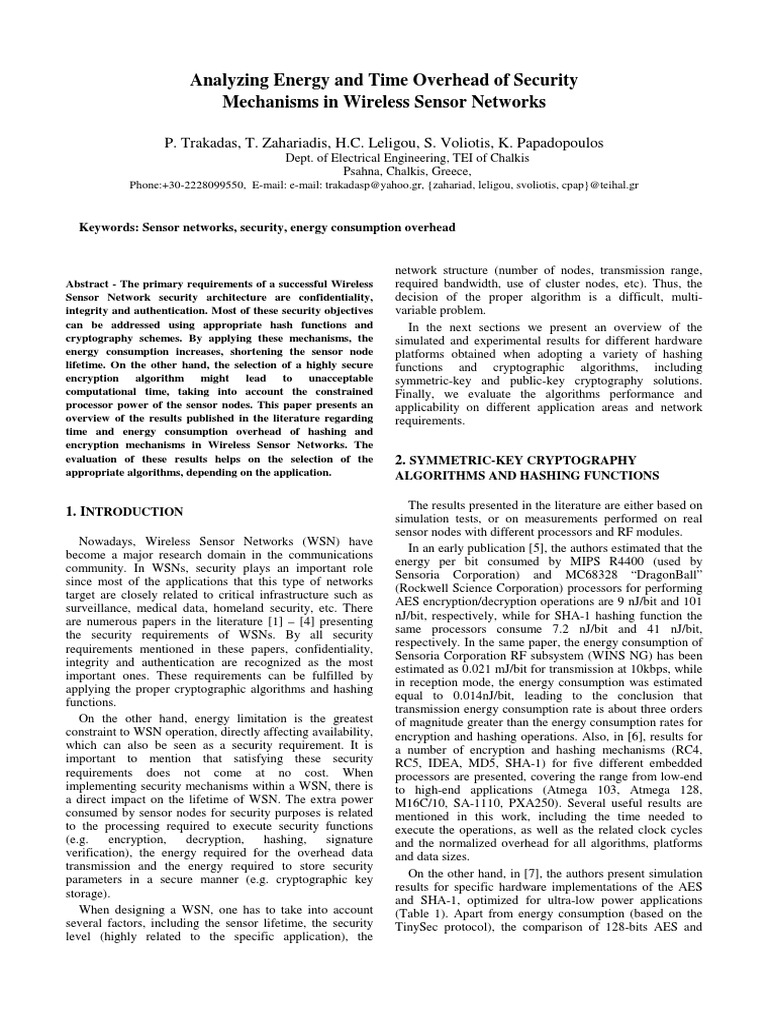 Hardware Implementation | PDF | Cryptography | Wireless Sensor Network