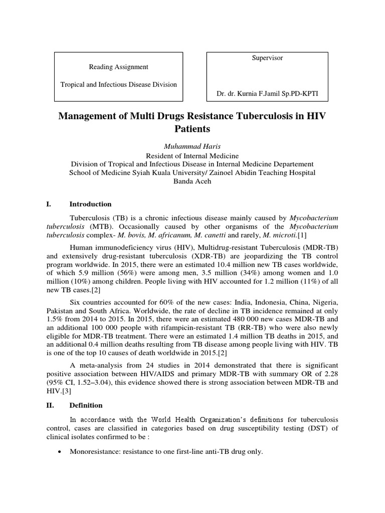 Managing MDR-TB in HIV Patients | PDF | Tuberculosis | Antimicrobial ...