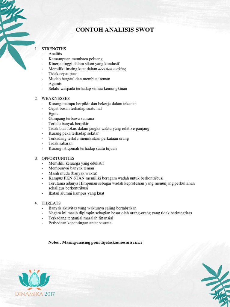 Contoh Analisis SWOT | PDF