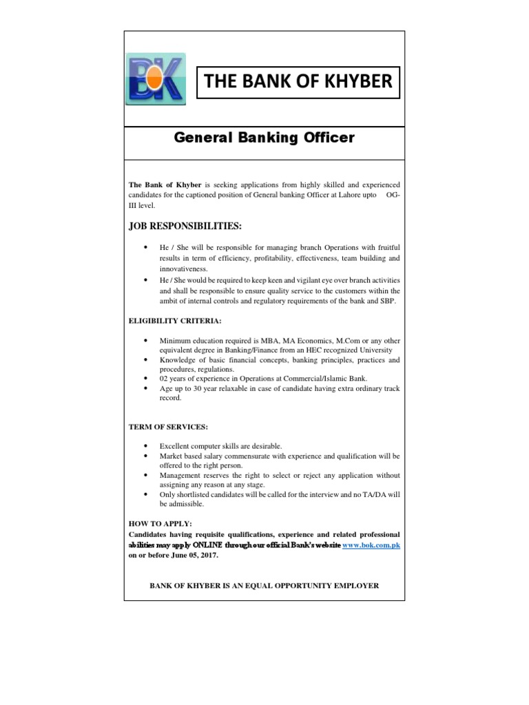 General Banking Officer | PDF | Master Of Business Administration | Banks