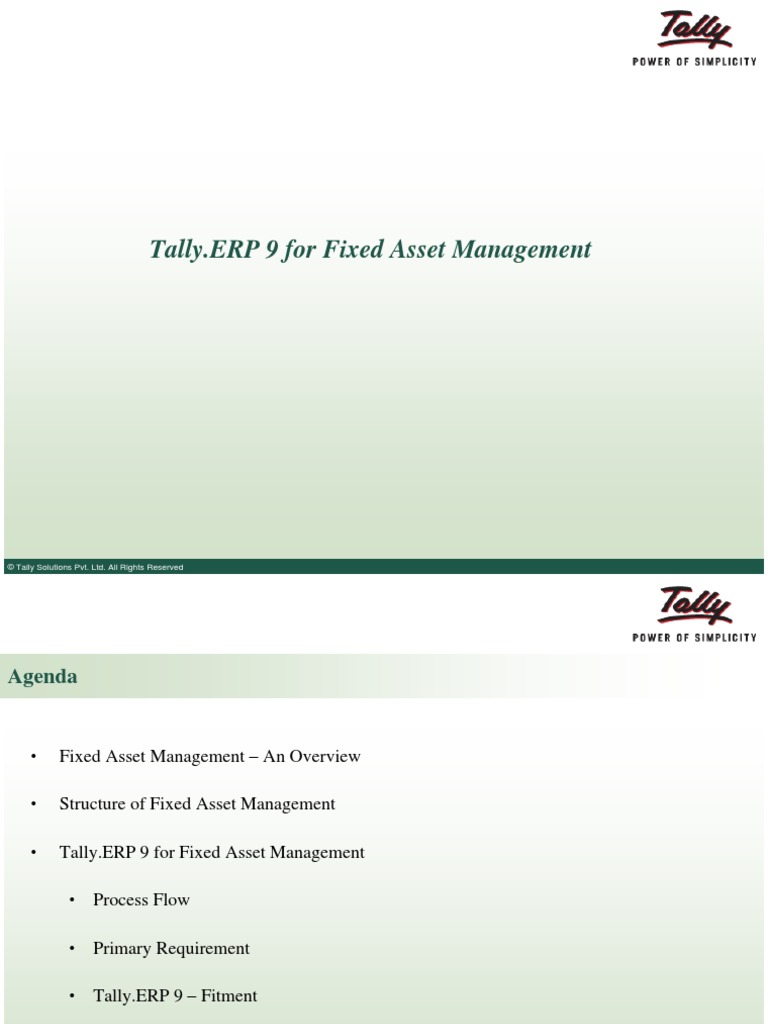 Tally ERP 9 For Fixed Asset For Depreciation | PDF | Depreciation ...