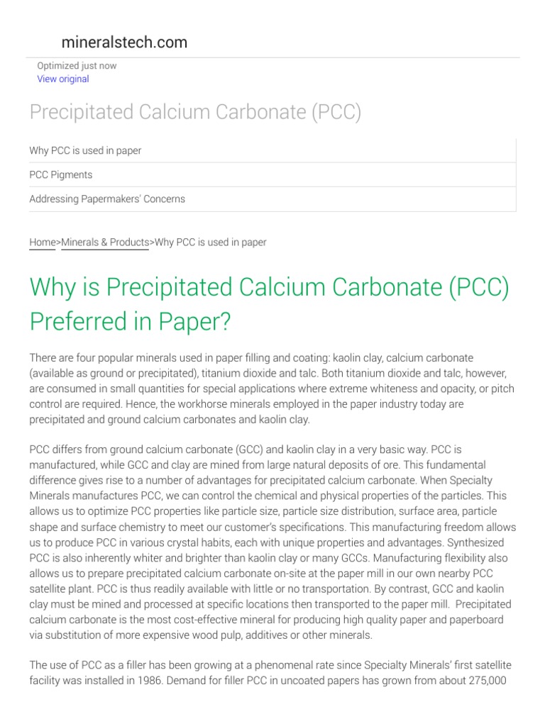 Why PCC Is Used in Paper | PDF | Paper | Minerals