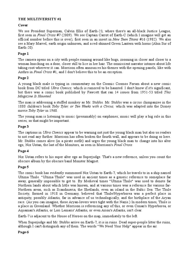 Multiversity Annotations | Download Free PDF | Superhero Fiction ...