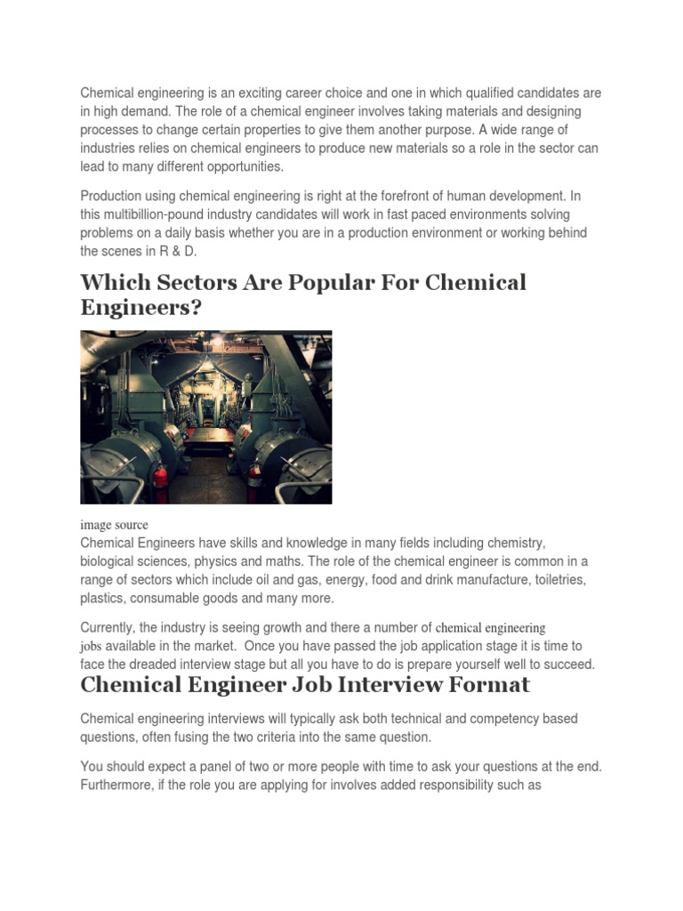 Chemical Engineering Interview Questions | PDF | Engineering | Chemical ...
