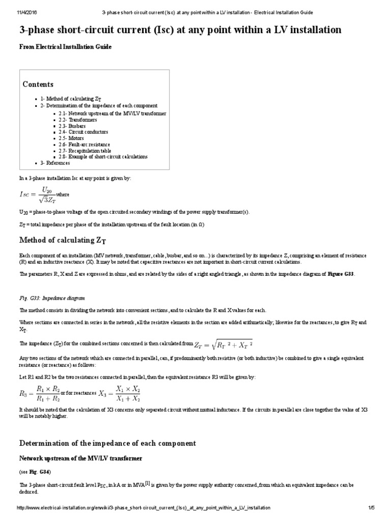 3-Phase Short-Circuit Current (Isc) at Any Point Within A LV ...