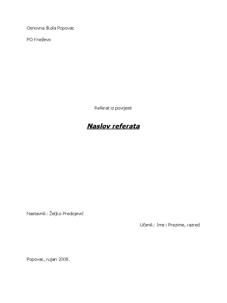 Kako Pravilno Napisati Referat | PDF