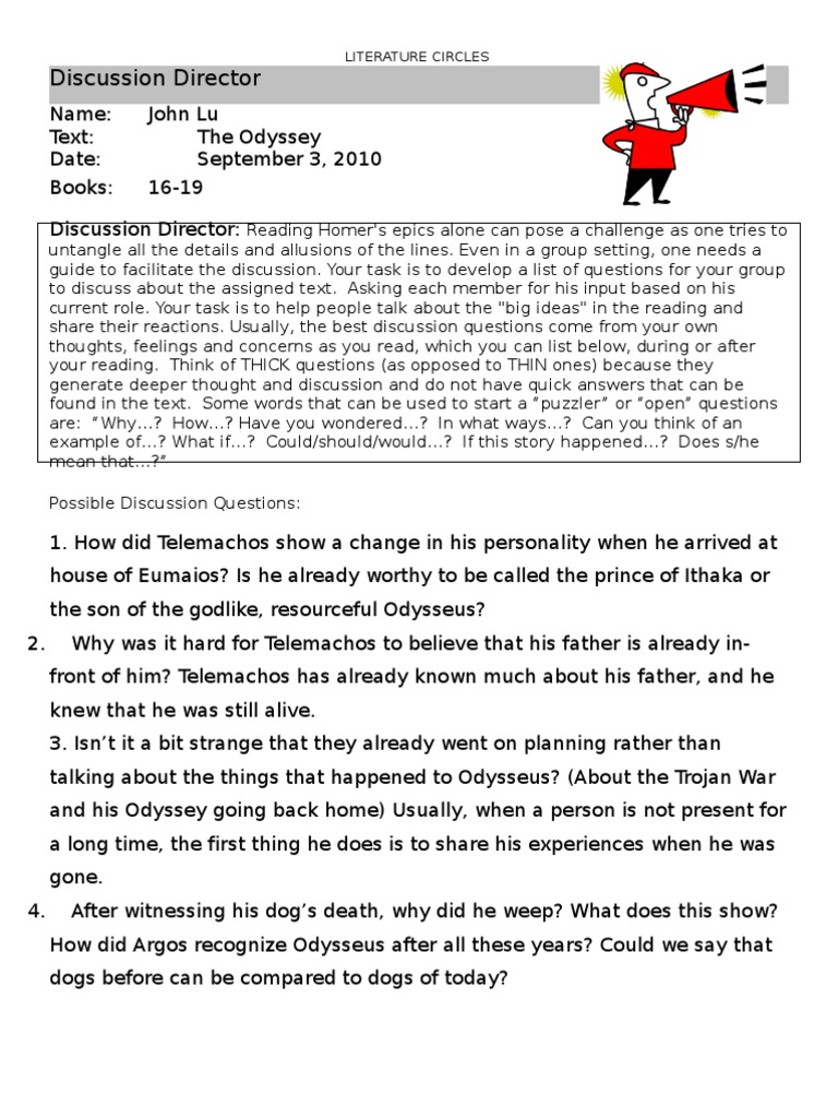 Discussion Director: Literature Circles | PDF