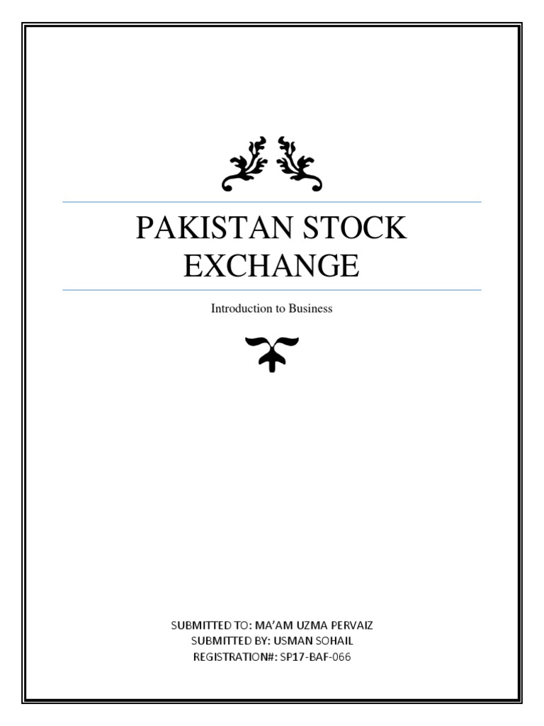Pakistan Stock Exchange: Introduction To Business | PDF | Securities ...