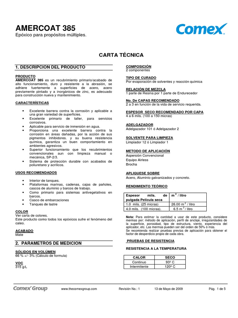 Amercoat 385 | PDF | Aluminio | Humedad