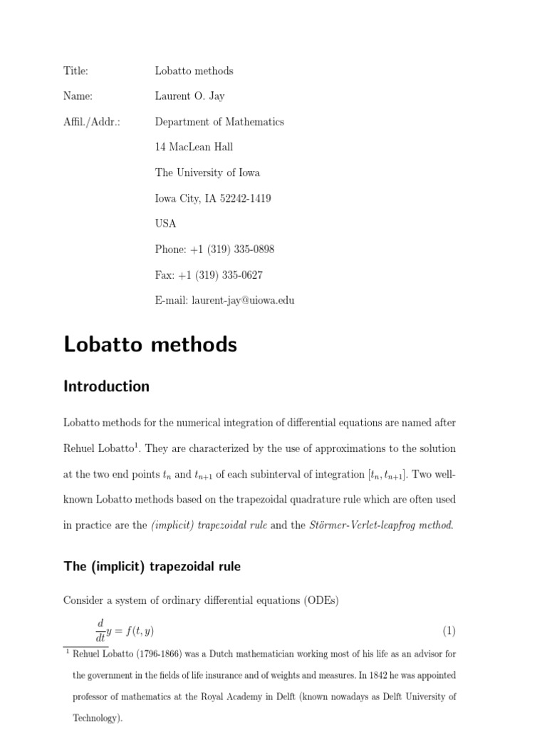 Lobatto Methods | PDF | Differential Calculus | Logical Truth