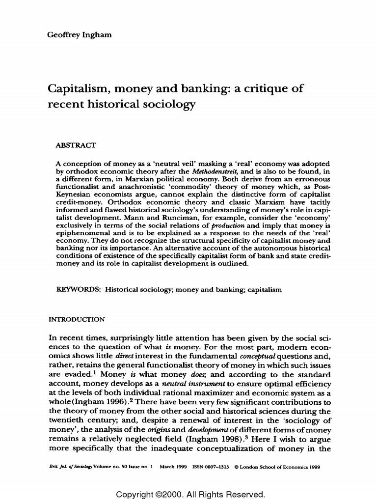 Geoffrey Ingham, Capitalism, Money and Banking - A Critique of Recent ...