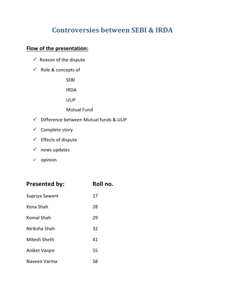 Sebi Vs Irda | PDF