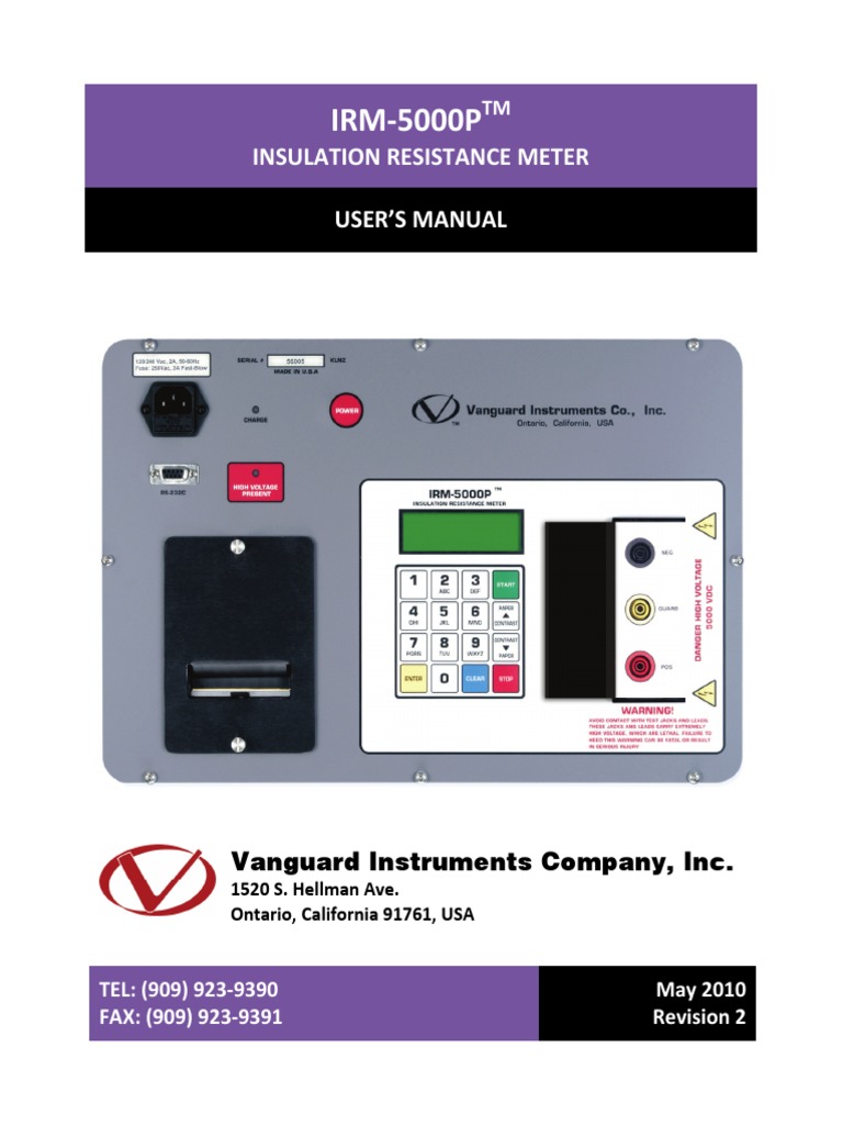 IRM-5000P: Insulation Resistance Meter User'S Manual | PDF | Capacitor ...