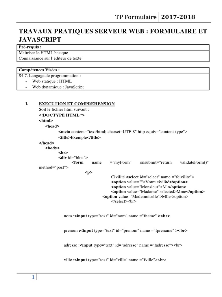 TP Formulaire Modif | PDF | JavaScript | Html