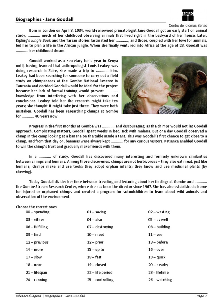 Jane Goodall | PDF | Chimpanzee