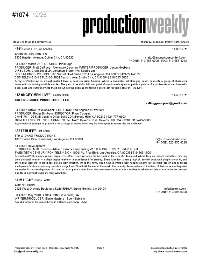 Production Weekly - Issue 1074 - Thursday, December 28, 2017 / 88 ...