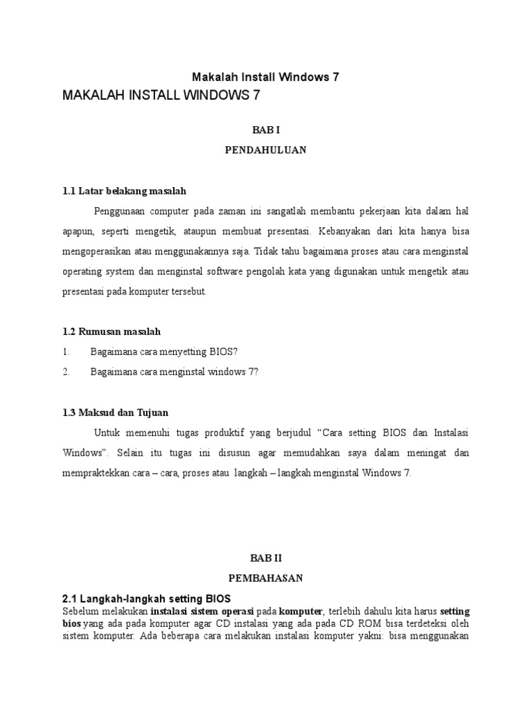 Makalah Install Windows 7 | PDF