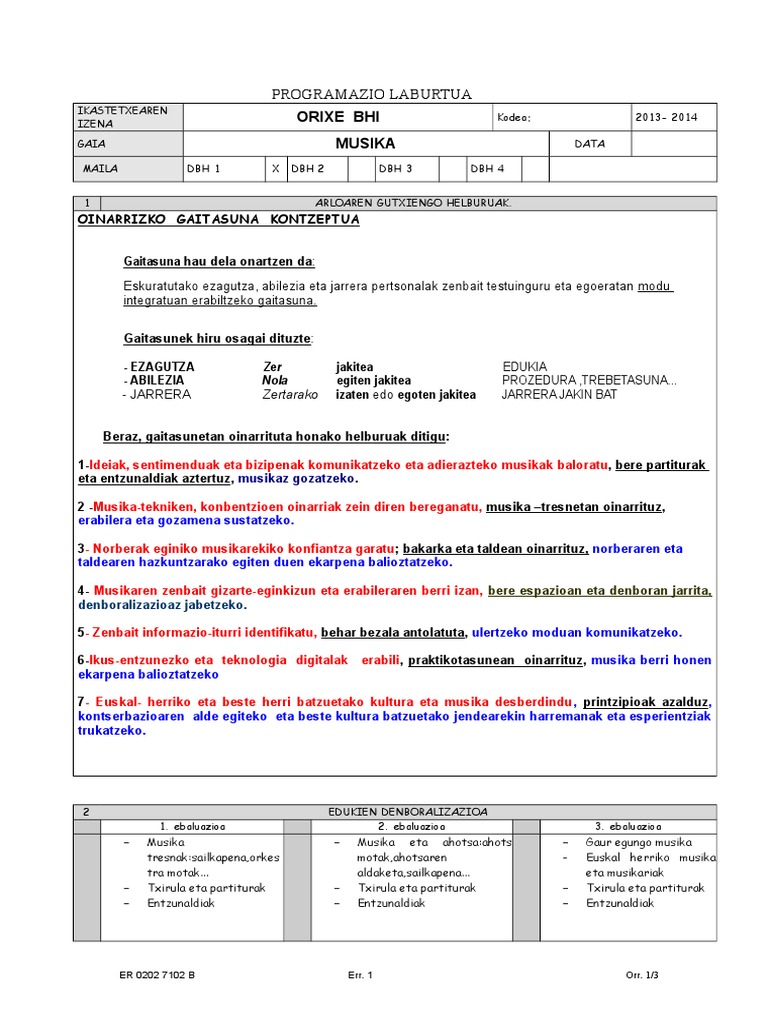 Programazio Laburra Musika DBH 1 | PDF